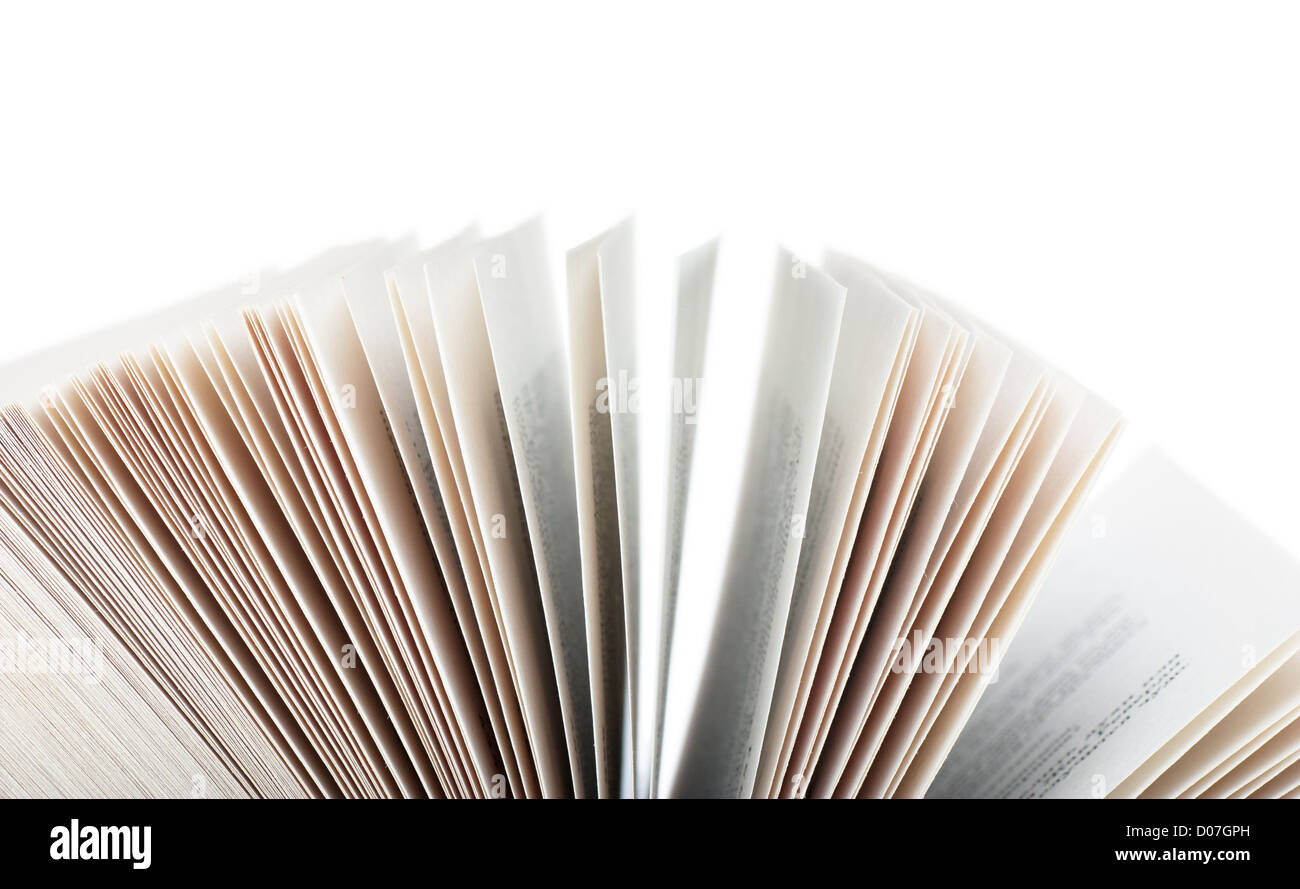 Open book isolated over white background Stock Photo - Alamy