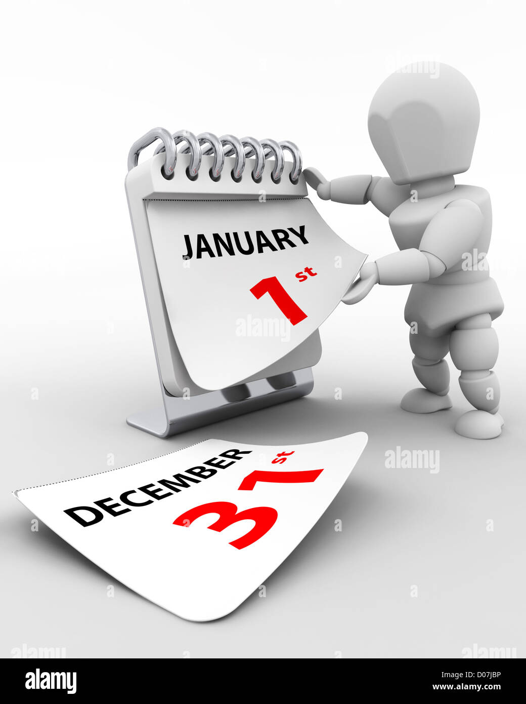 3D render of a man with a calender tearing off a page Stock Photo - Alamy