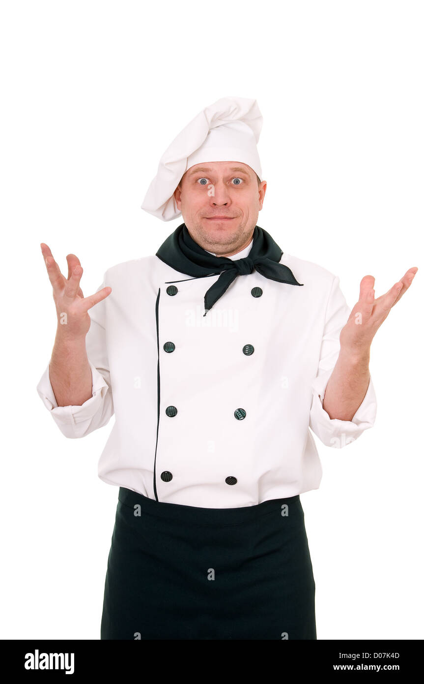 surprised by chef isolated on white background Stock Photo - Alamy