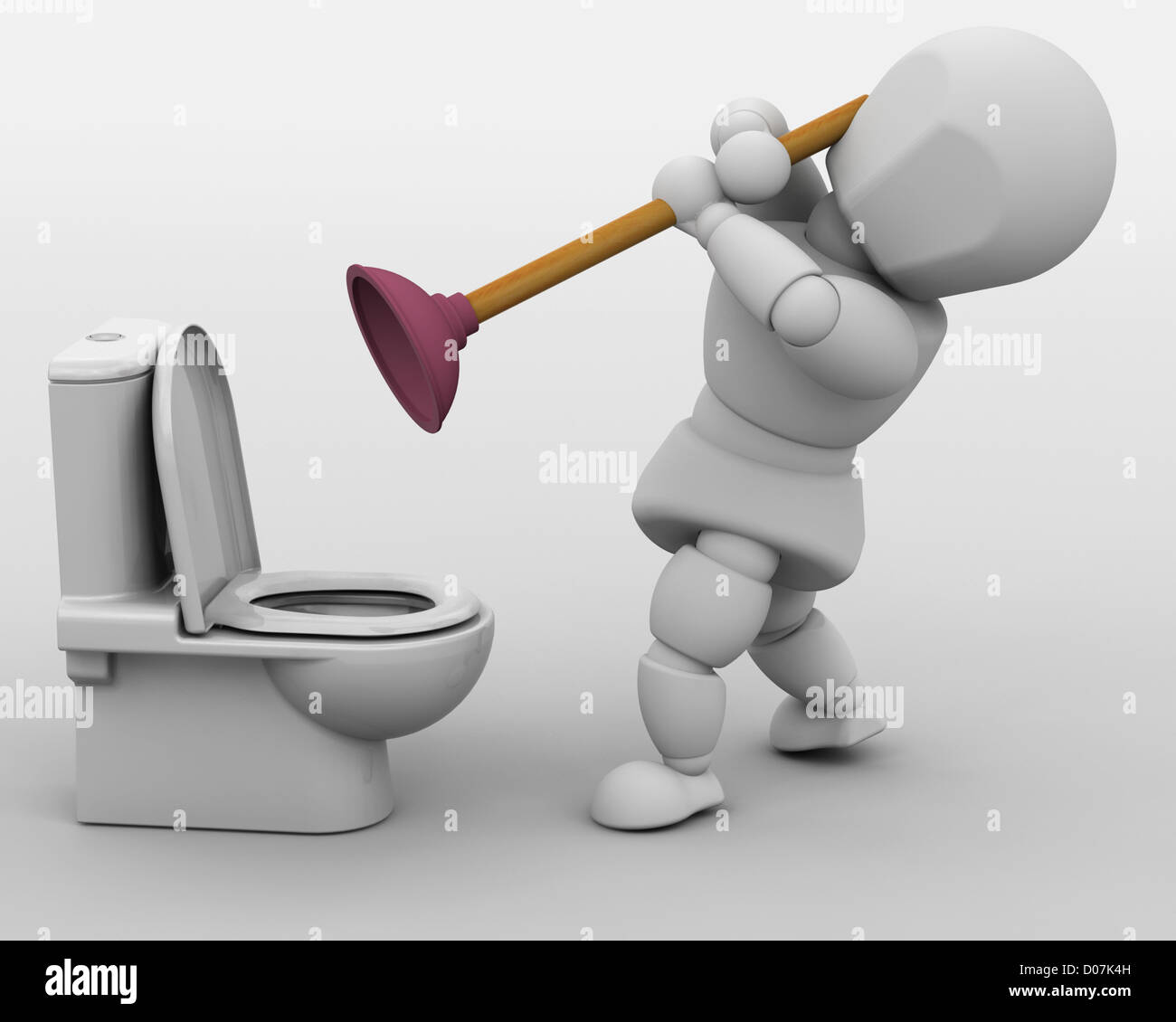 3D render of a plumber fixing a leak Stock Photo - Alamy