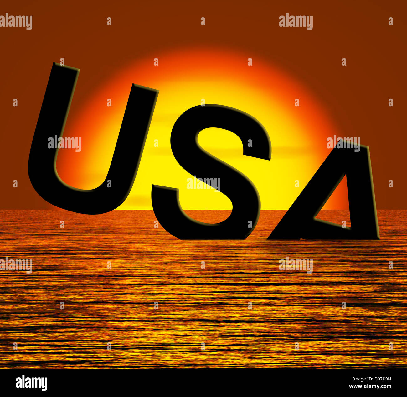 Usa Word Sinking As Symbol for Americas Problems Stock Photo - Alamy