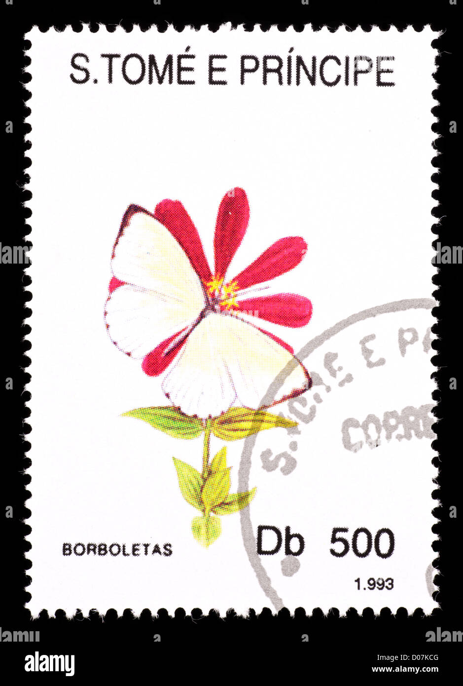 Postage stamp from Saint Thomas and Prince depicting a butterfly on a ...