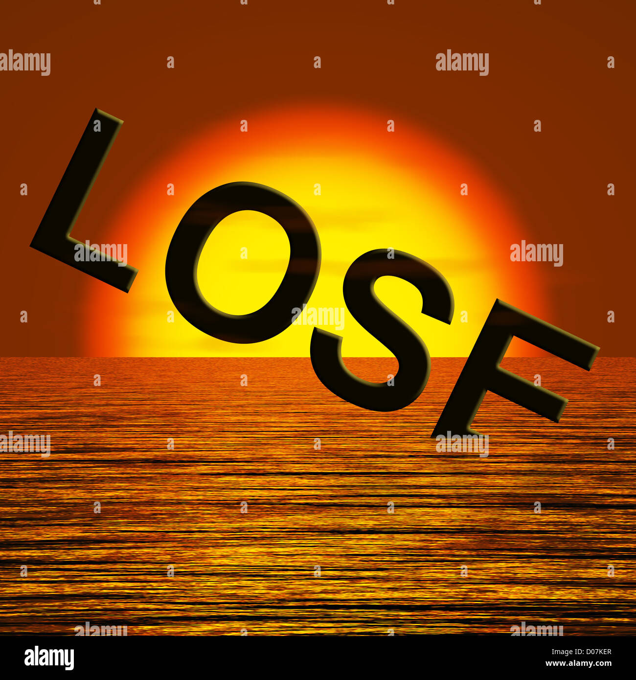 Lose Word Sinking In The Sea Representing Defeat And Loss Stock Photo ...