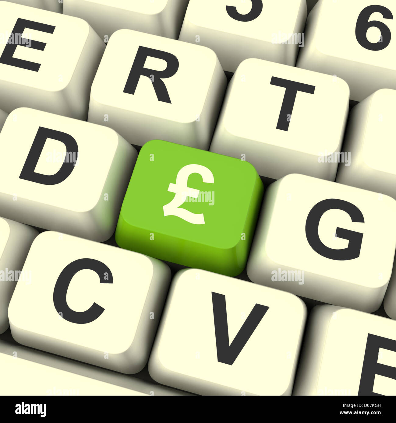 Pound Symbol Computer Key In Blue Meaning Money And Investment Stock ...