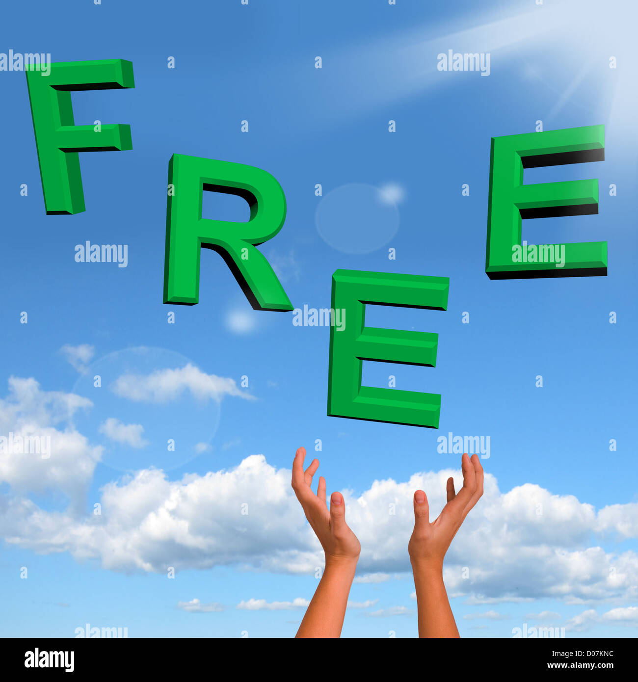Free Word Falling In Green Showing Freebies and Promos Stock Photo - Alamy