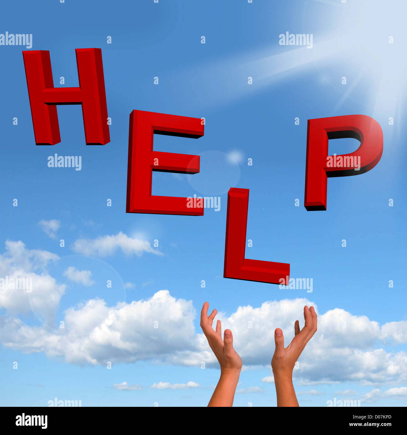 Catching Help Letters As Symbol For Support And Advice Stock Photo - Alamy