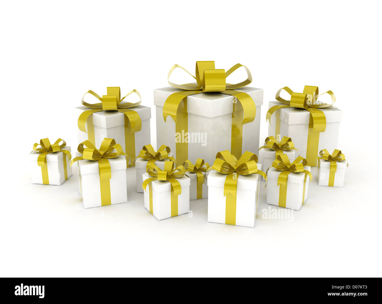 Gift boxes Yellow ribbon Stock Photo - Alamy