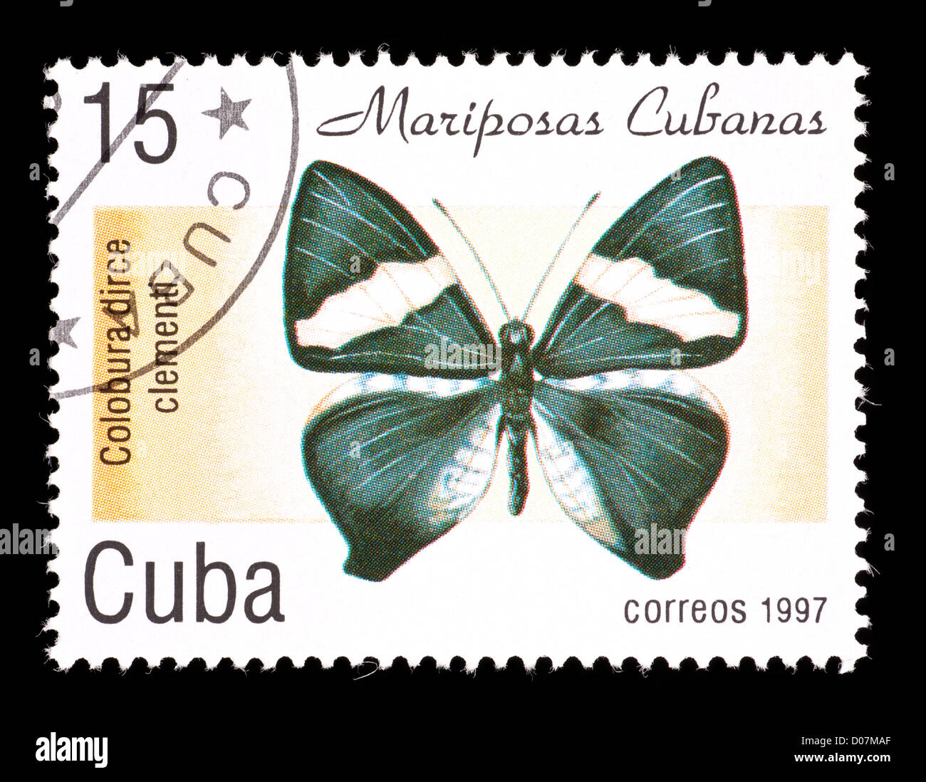 Postage stamp from Cuba depicting a Dirce beauty butterfly (Colobura ...