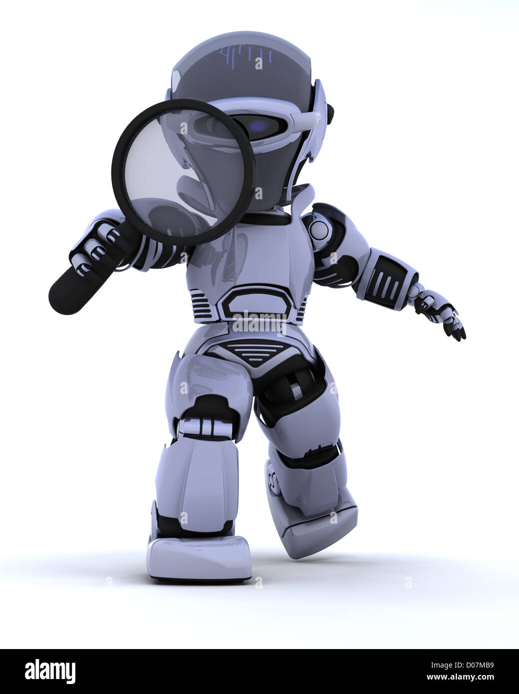 3D render of a robot searching with magnifying glass Stock Photo - Alamy