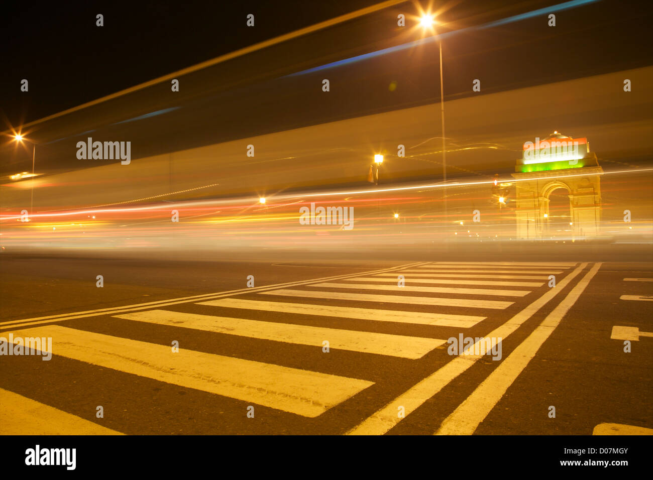 Light trails of vehicles infront of India Gate at night, Delhi, India ...