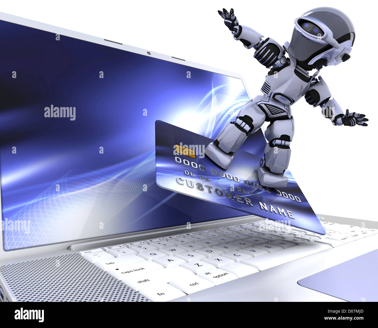 3D render of a robot and charge card Stock Photo - Alamy