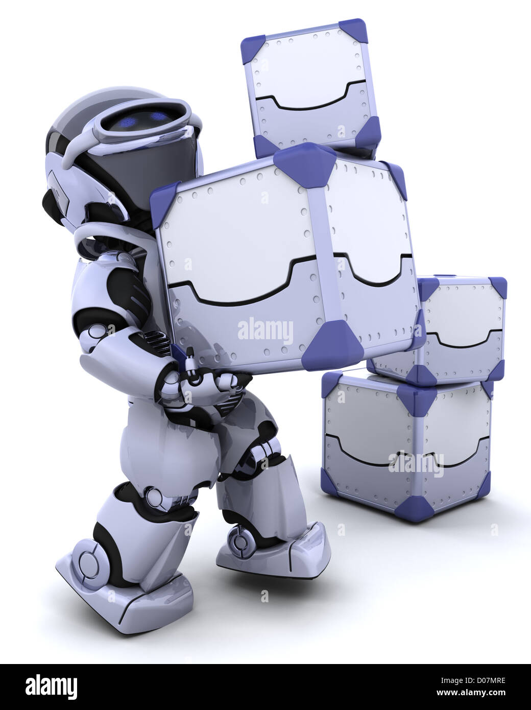 3D render of a robot moving shipping boxes Stock Photo - Alamy