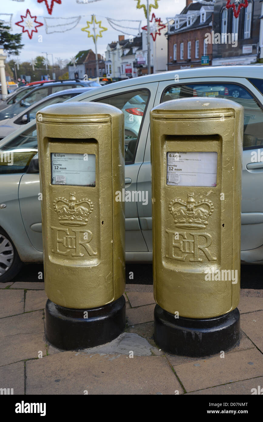 Olympic golden post-boxes in Bridge Street, Stratford-upon-Avon ...