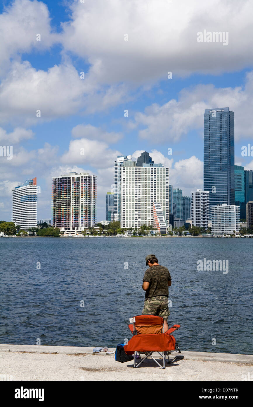 Miami skyline viewed from Key Biscayne,Florida,USA Stock Photo - Alamy