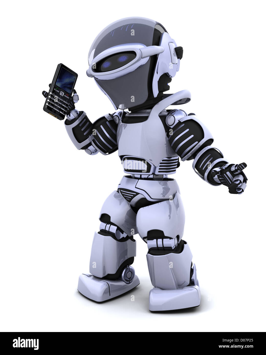 3D render of a robot character witha a smart phone Stock Photo - Alamy