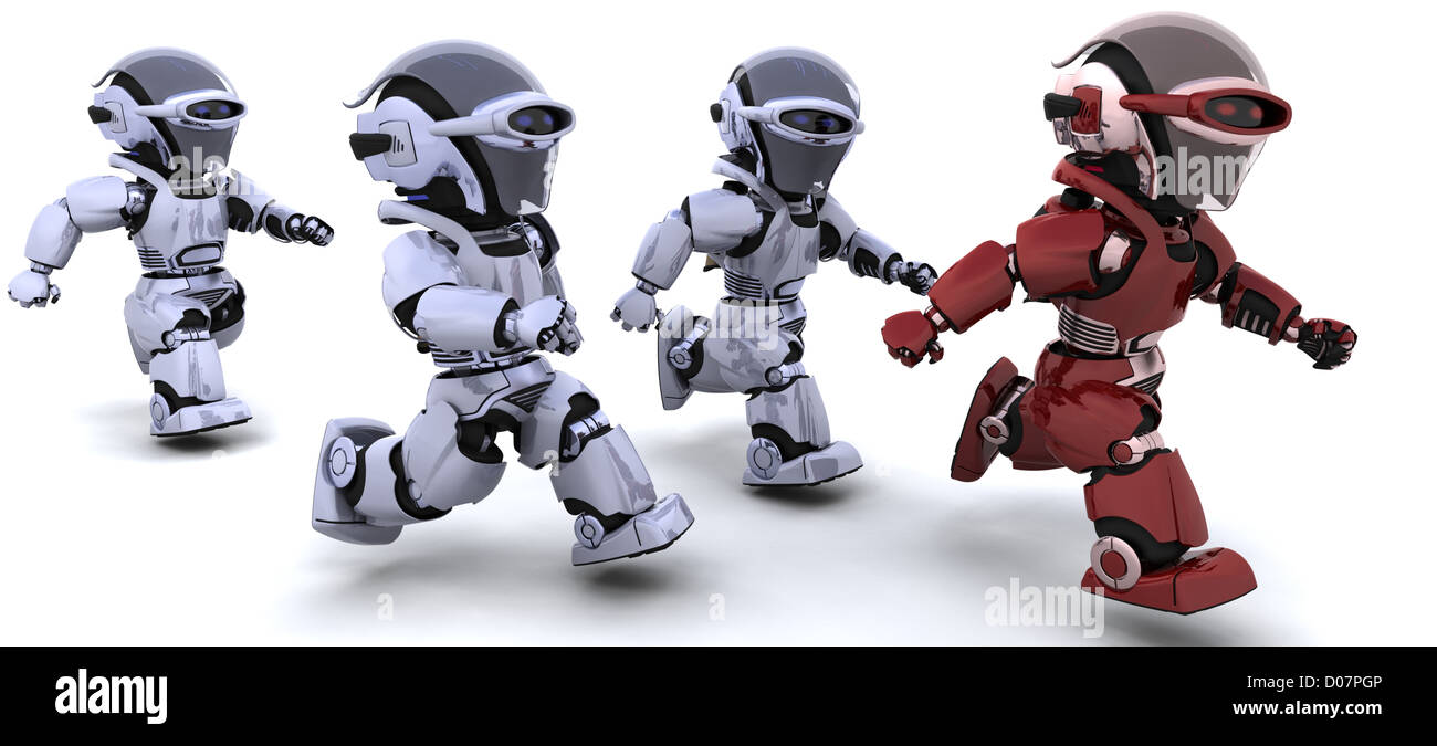 3d Render of robots competing in a race Stock Photo - Alamy