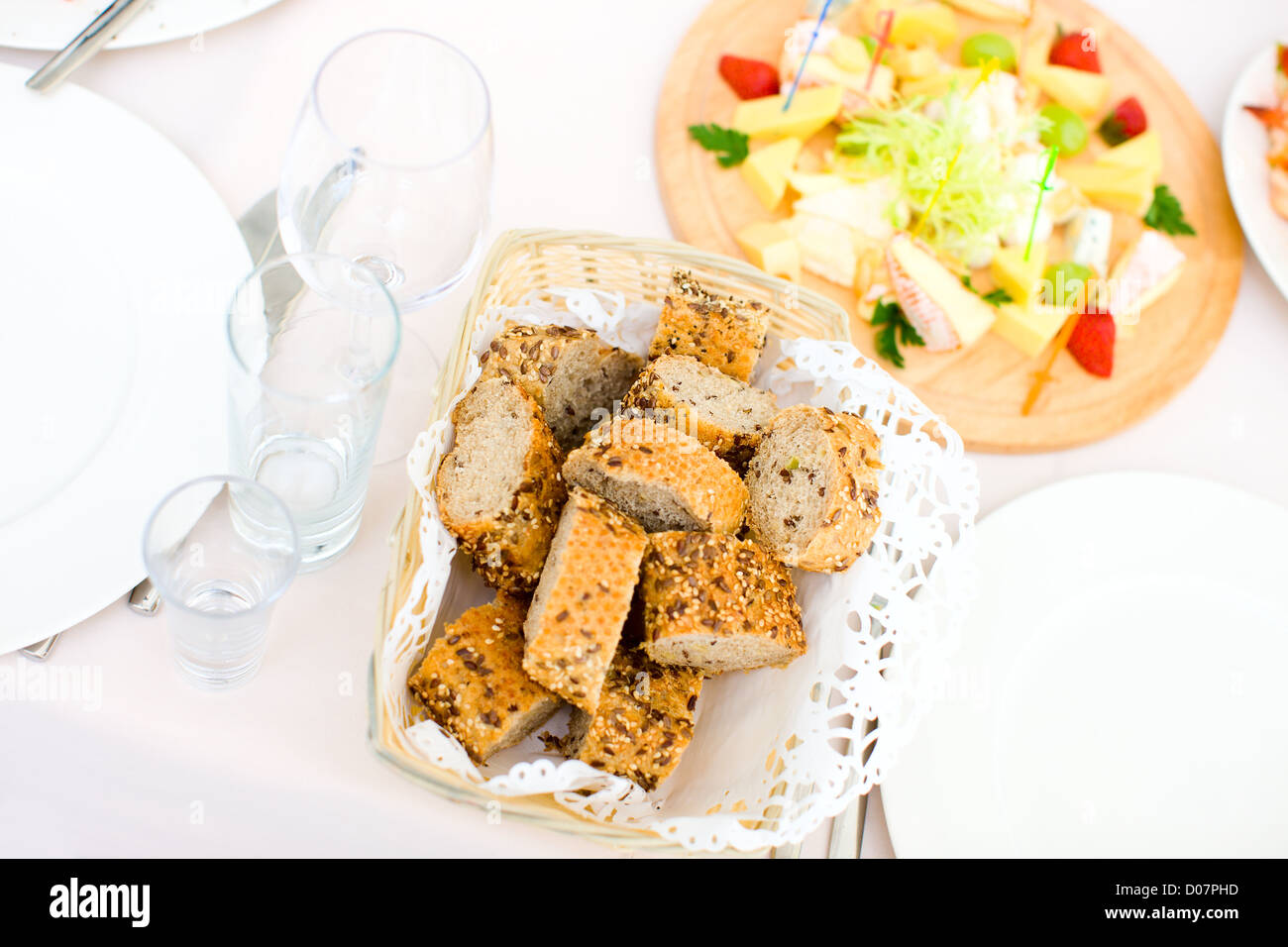 Set of sliced Bread on restaurant table Stock Photo - Alamy