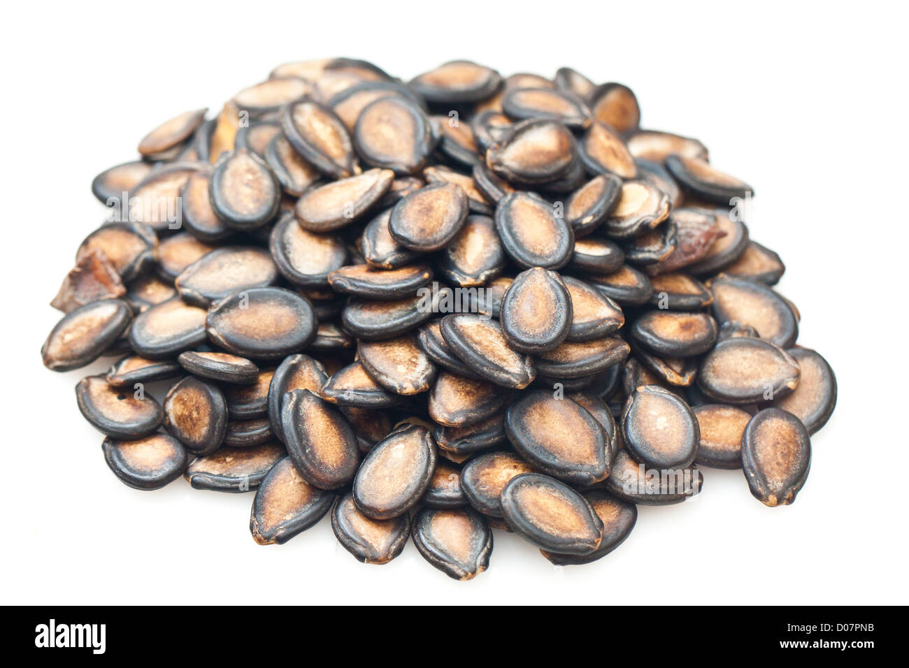 Black watermelon seeds isolated on white background Stock Photo - Alamy