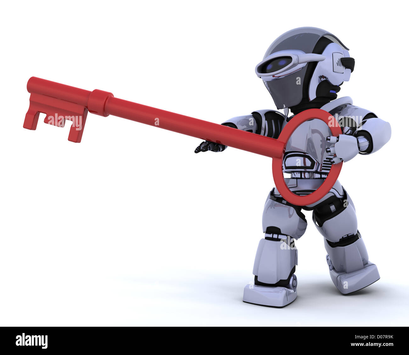 3D render of a robot holding a key Stock Photo - Alamy