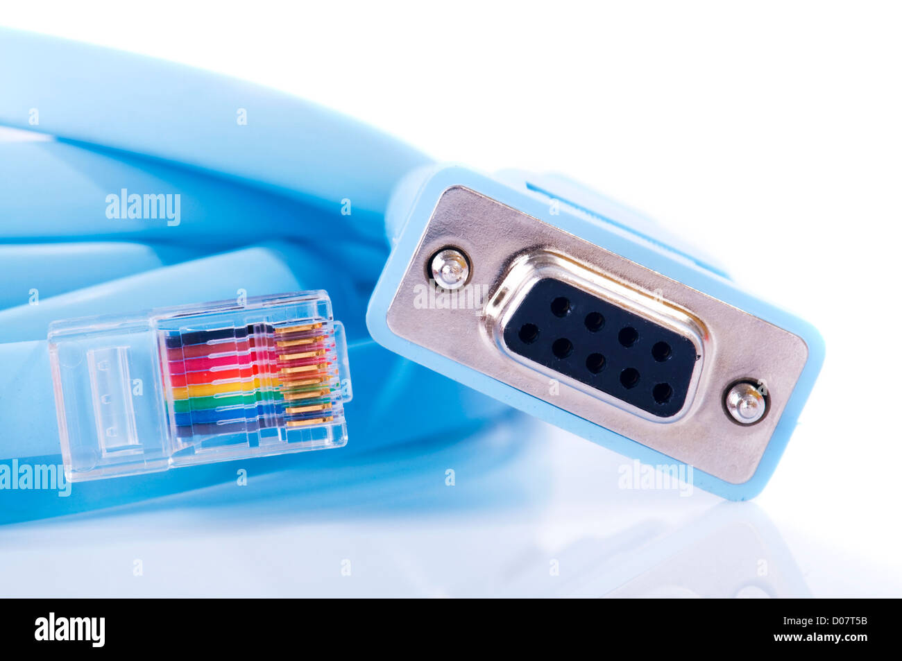 Close up console cable rj45 on white background Stock Photo - Alamy