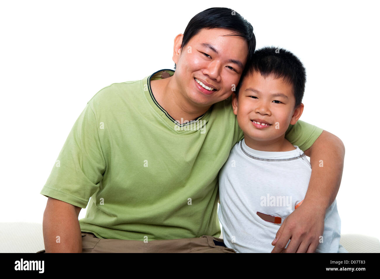 Asian father and son isolated on white Stock Photo - Alamy