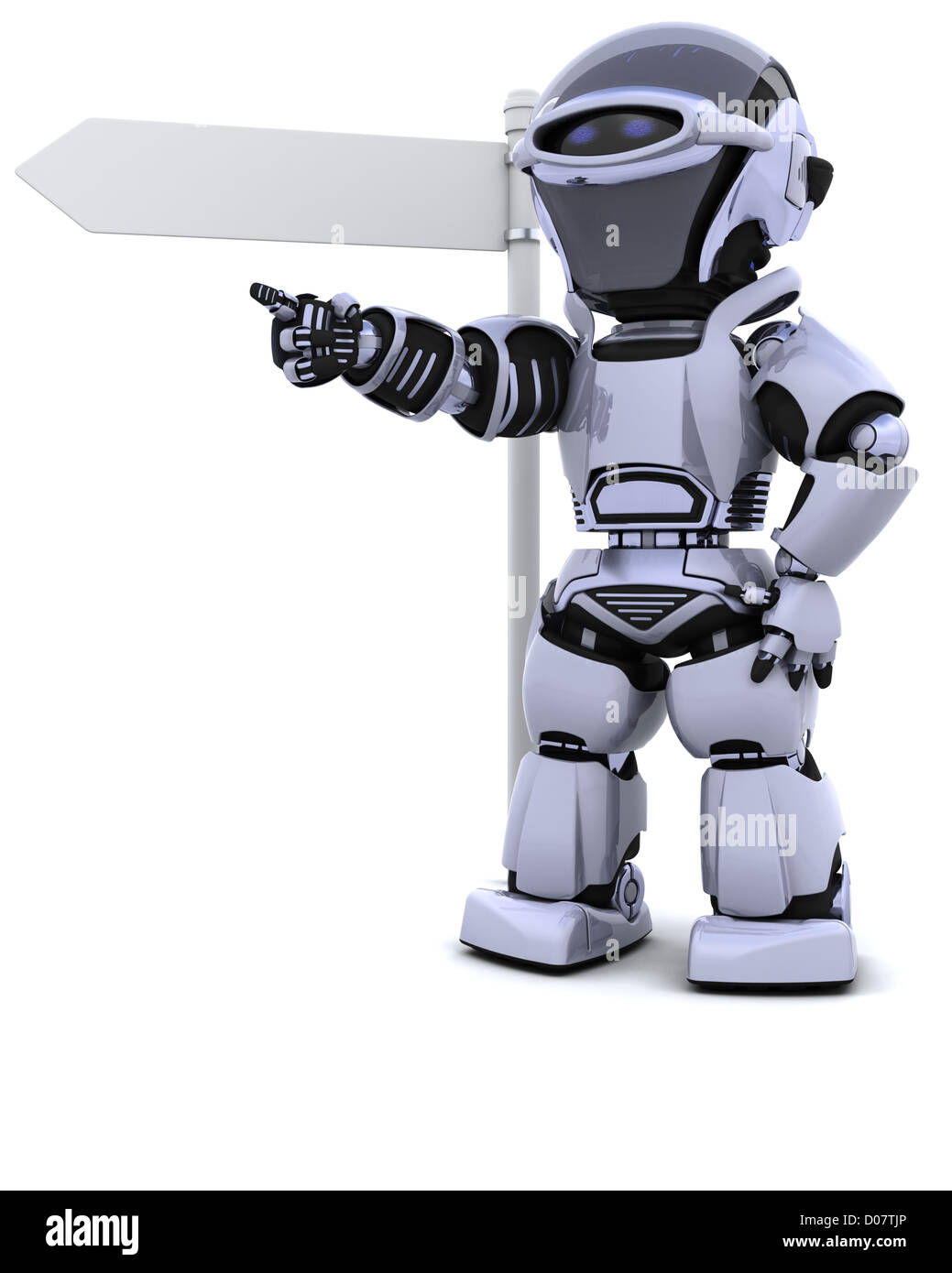 3D render of a robot at a signpost Stock Photo - Alamy
