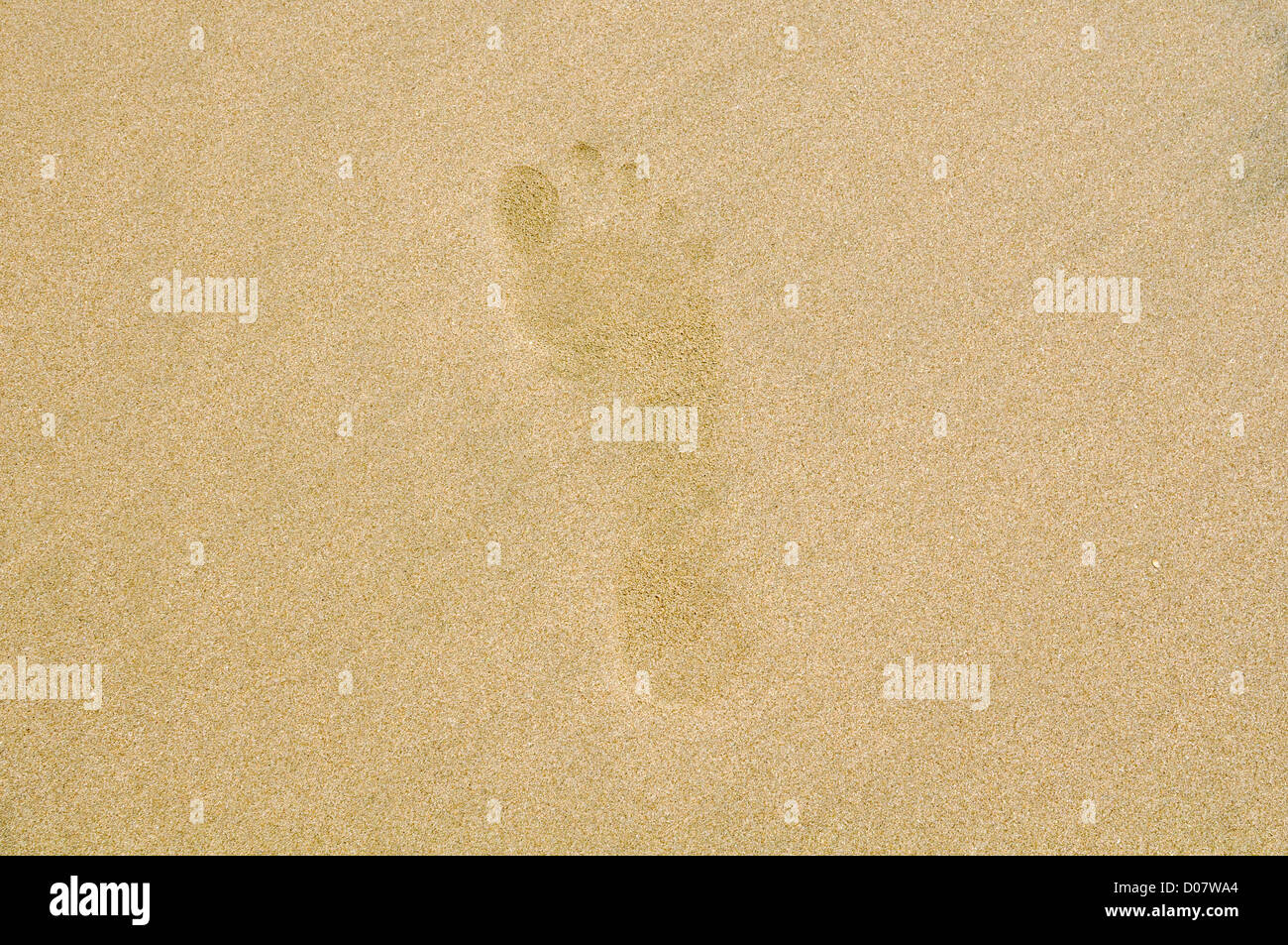 Footprint in the sand with room for text Stock Photo - Alamy