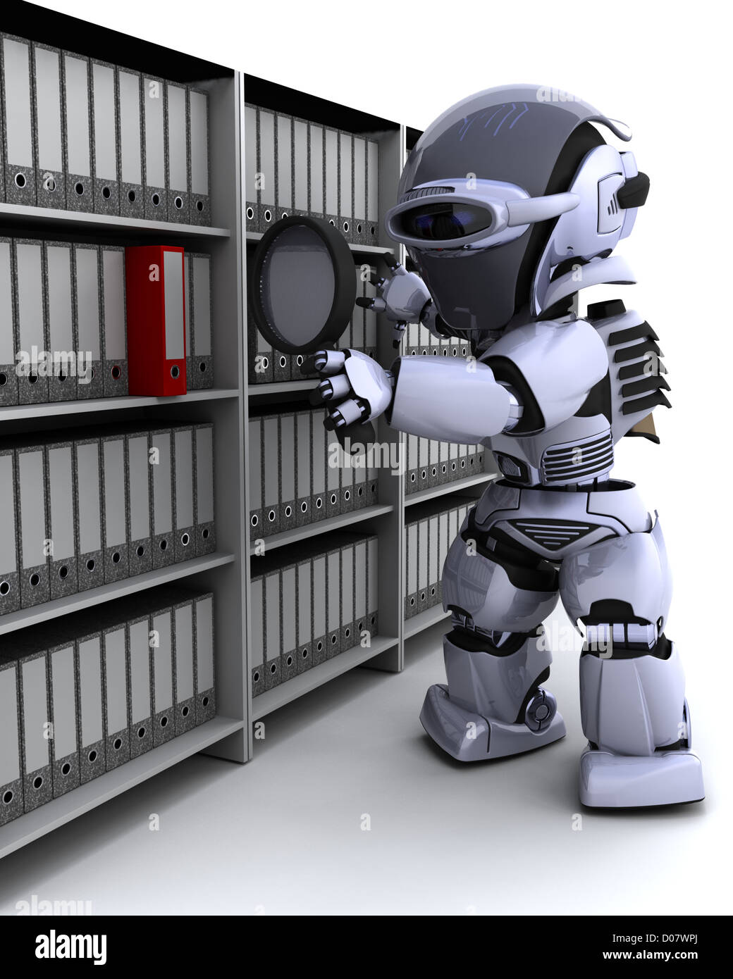 3D Render of robot filing documents Stock Photo - Alamy