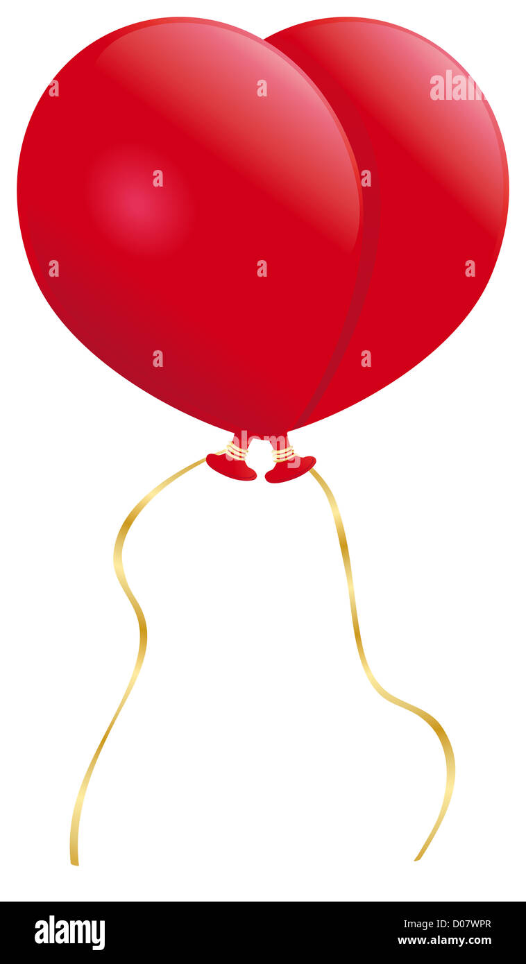 Two passing red balloons form the shape of a heart Stock Photo - Alamy