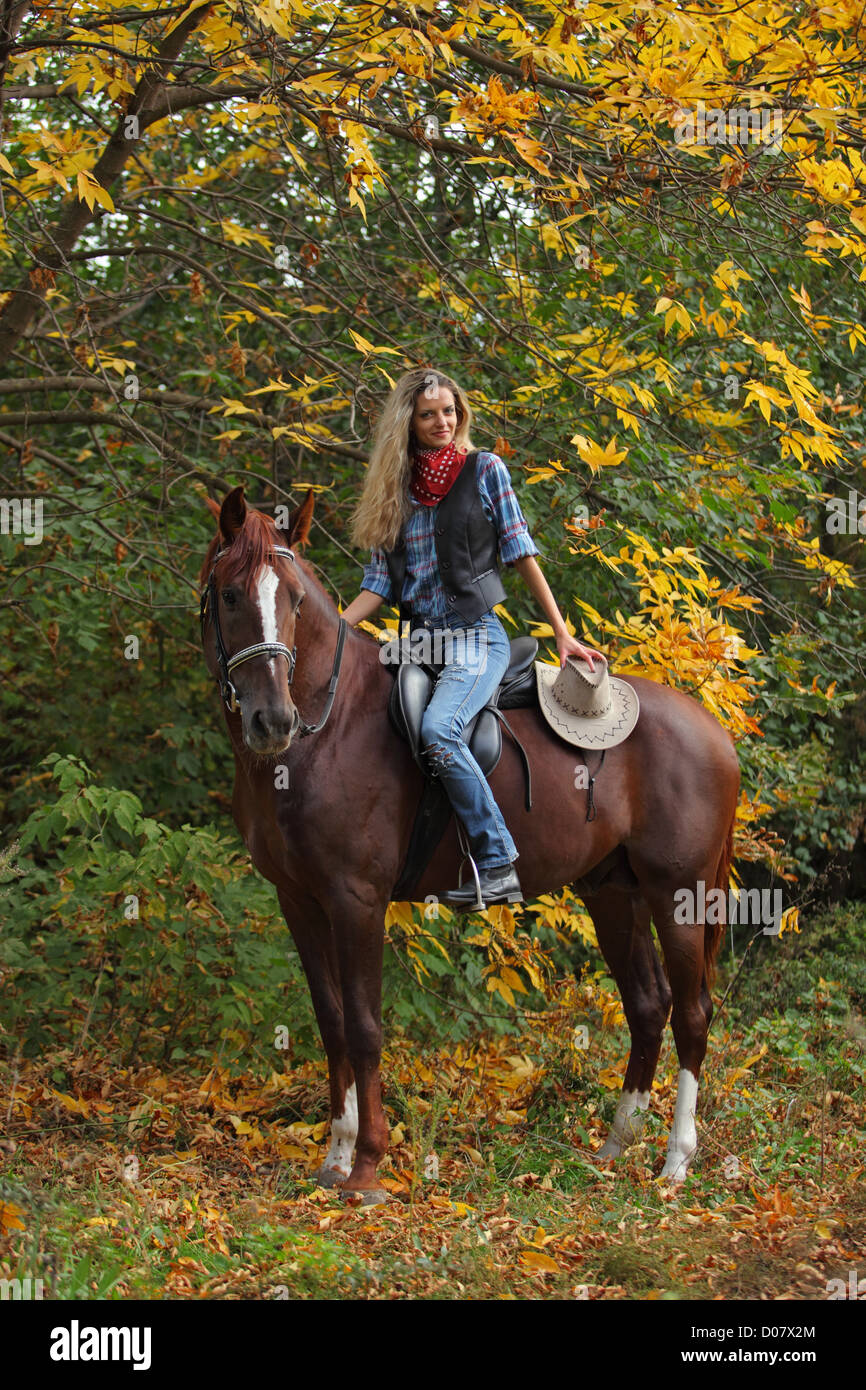 Cowgirl On Horse High Resolution Stock Photography and Images - Alamy