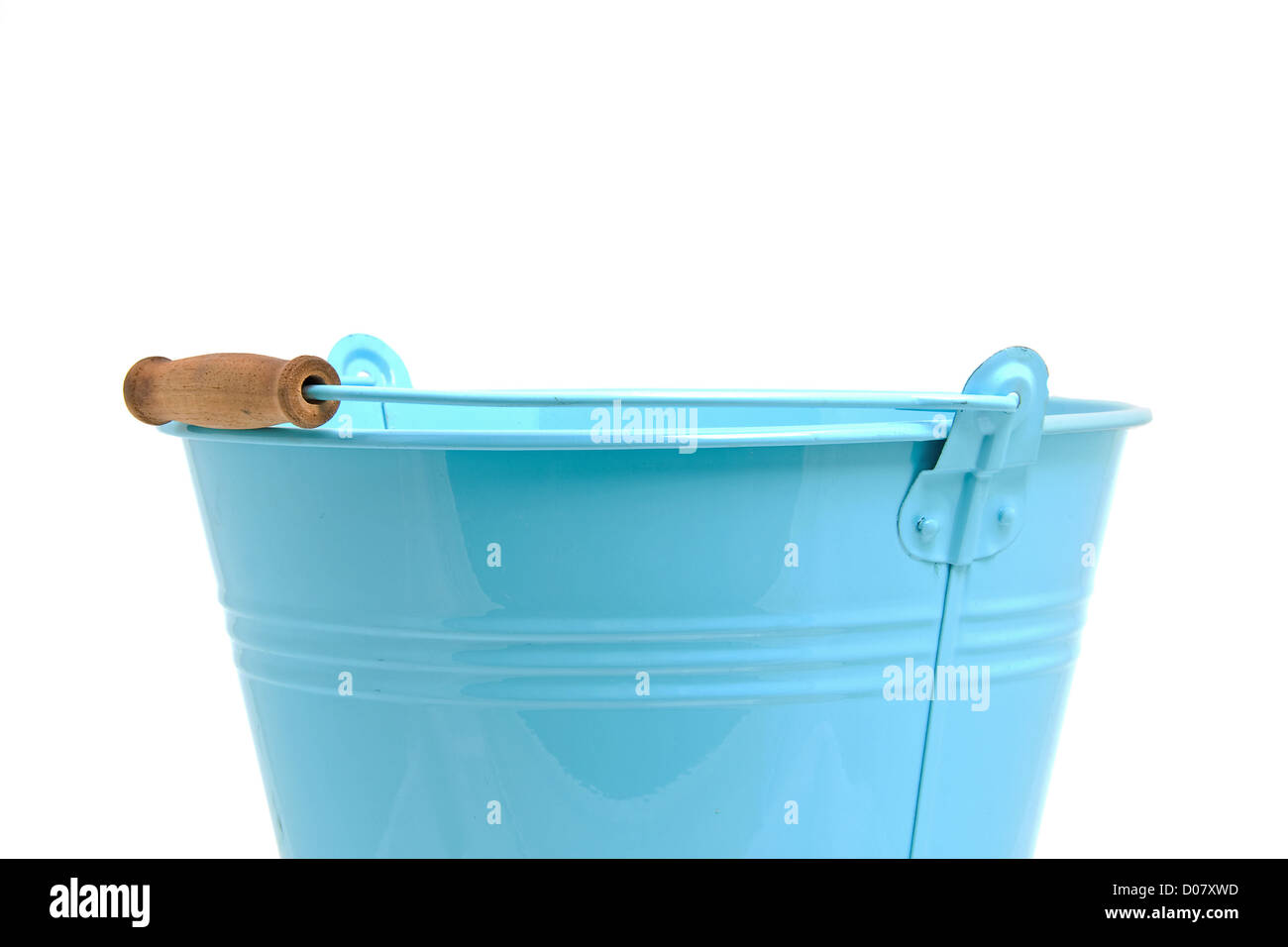 Top of an empty blue bucket over white background Stock Photo - Alamy