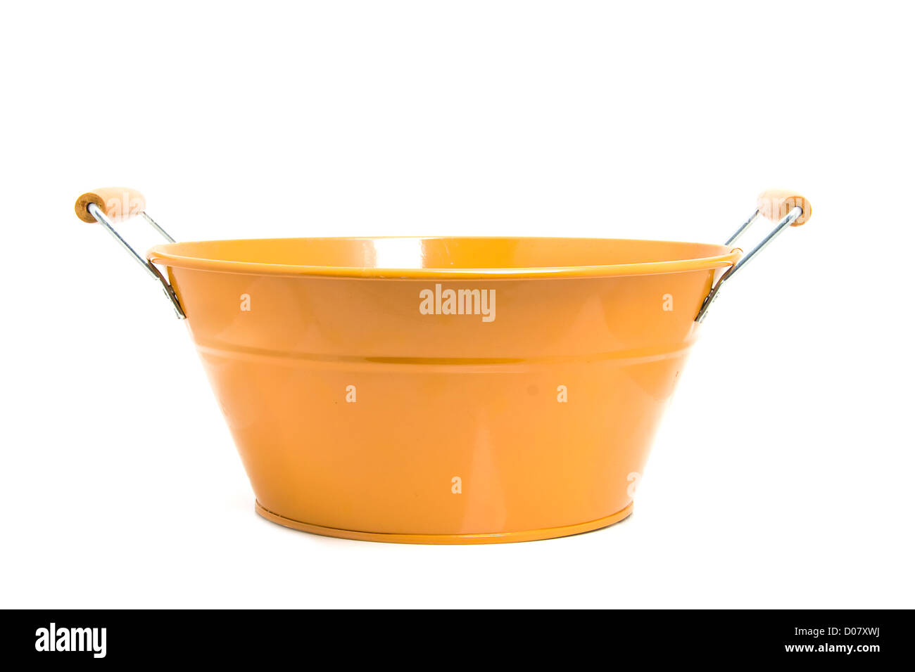 Empty brown bucket isolated on white background Stock Photo - Alamy