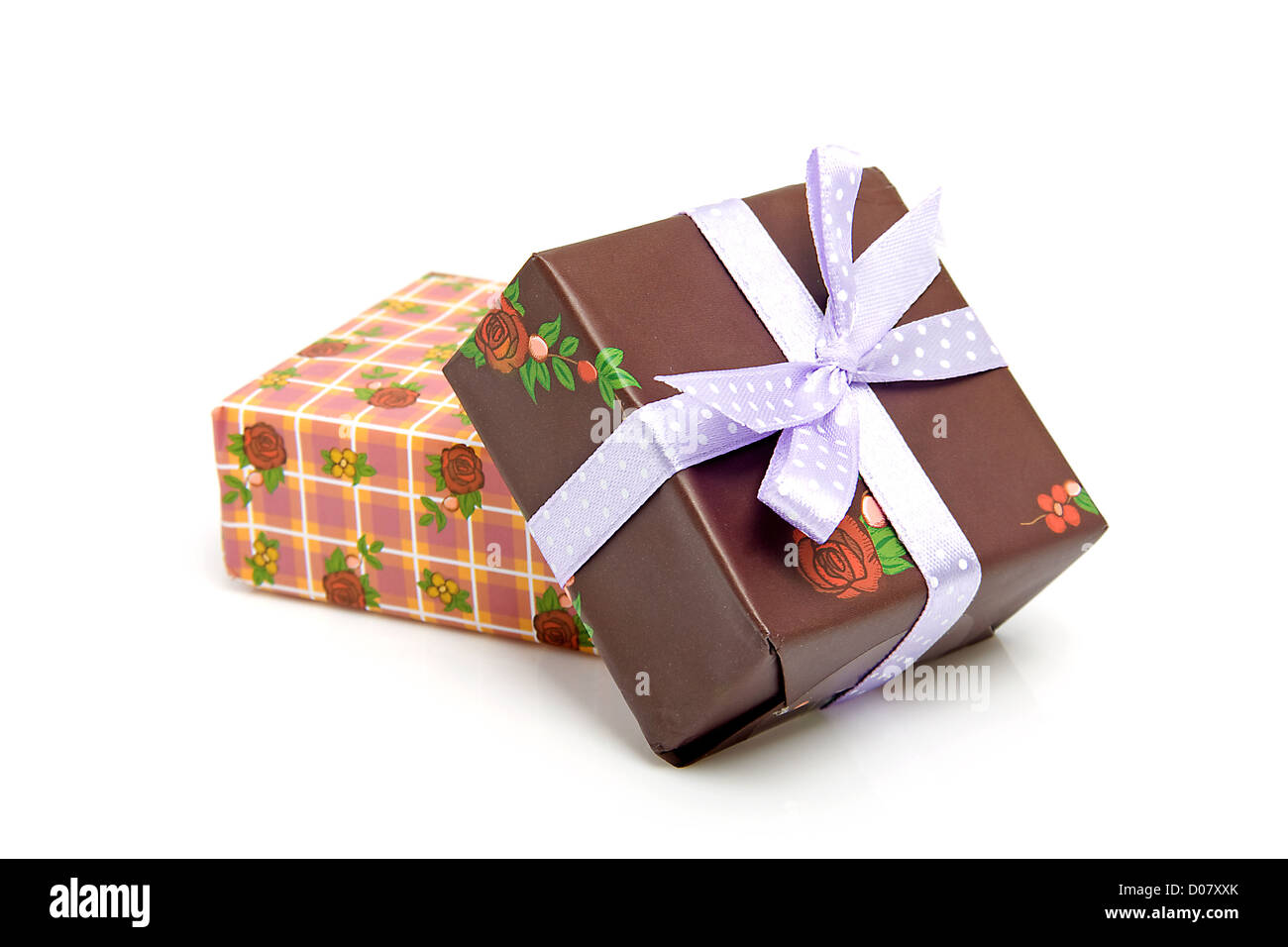 Two birthday presents isolated on white background Stock Photo - Alamy