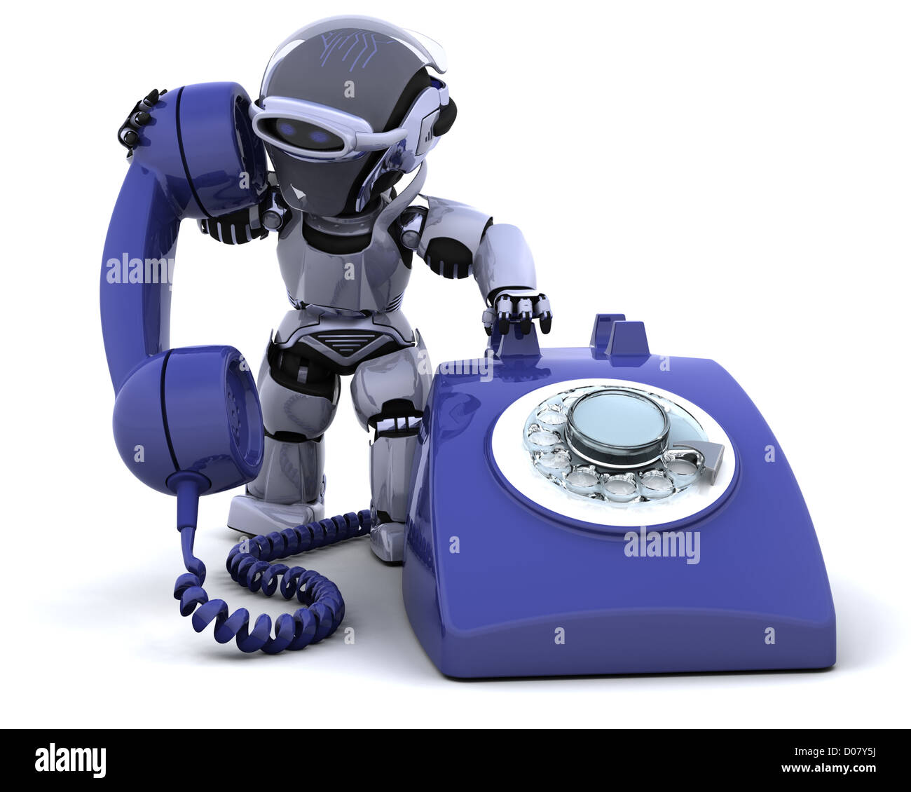 3D render of robot with a traditional telephone Stock Photo - Alamy