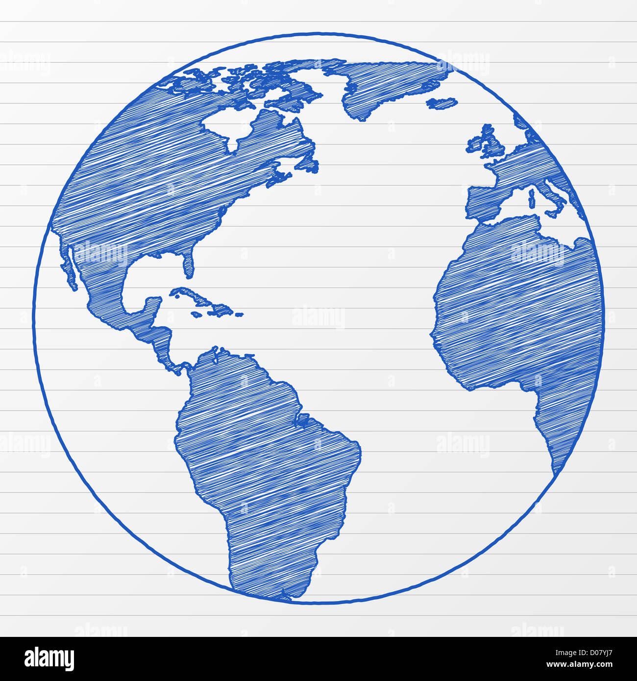 Drawing world globe on a notepad sheet. Vector illustration Stock Photo ...