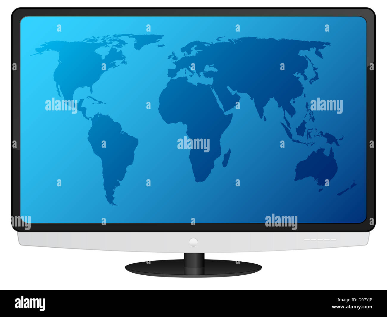 Lcd tv with blue world map. Vector illustration Stock Photo - Alamy