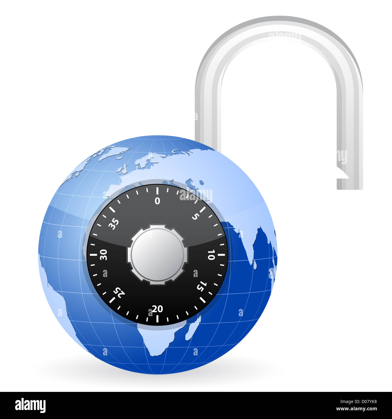 Open world globe code padlock isolated on a white background. Vector ...
