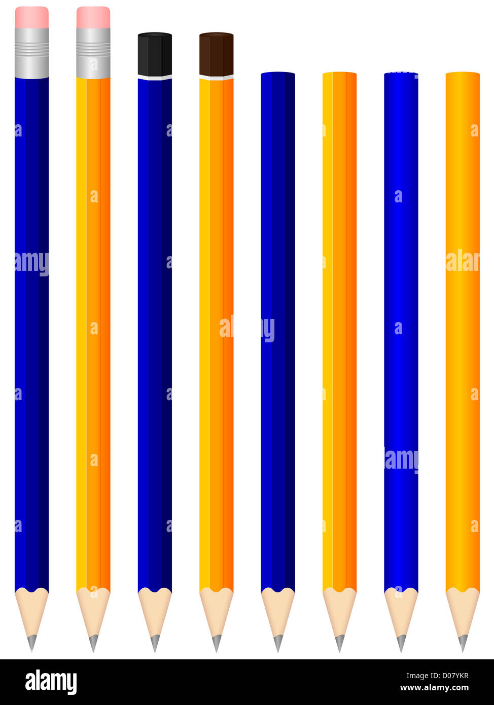 Different pencils on a white background. Vector illustration Stock ...