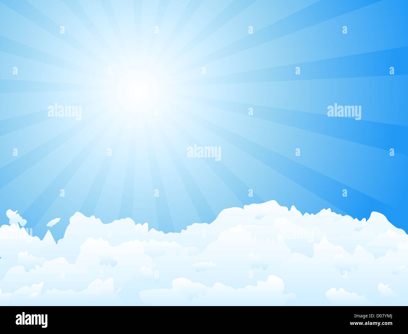 Blue sky and dramatic sun. Vector illustration Stock Photo - Alamy