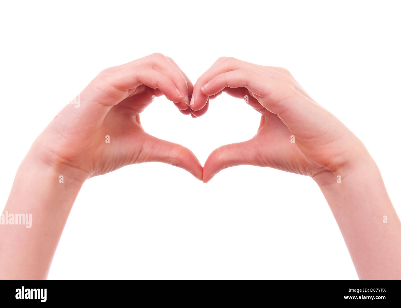 kids hands in shape of heart over white background Stock Photo - Alamy