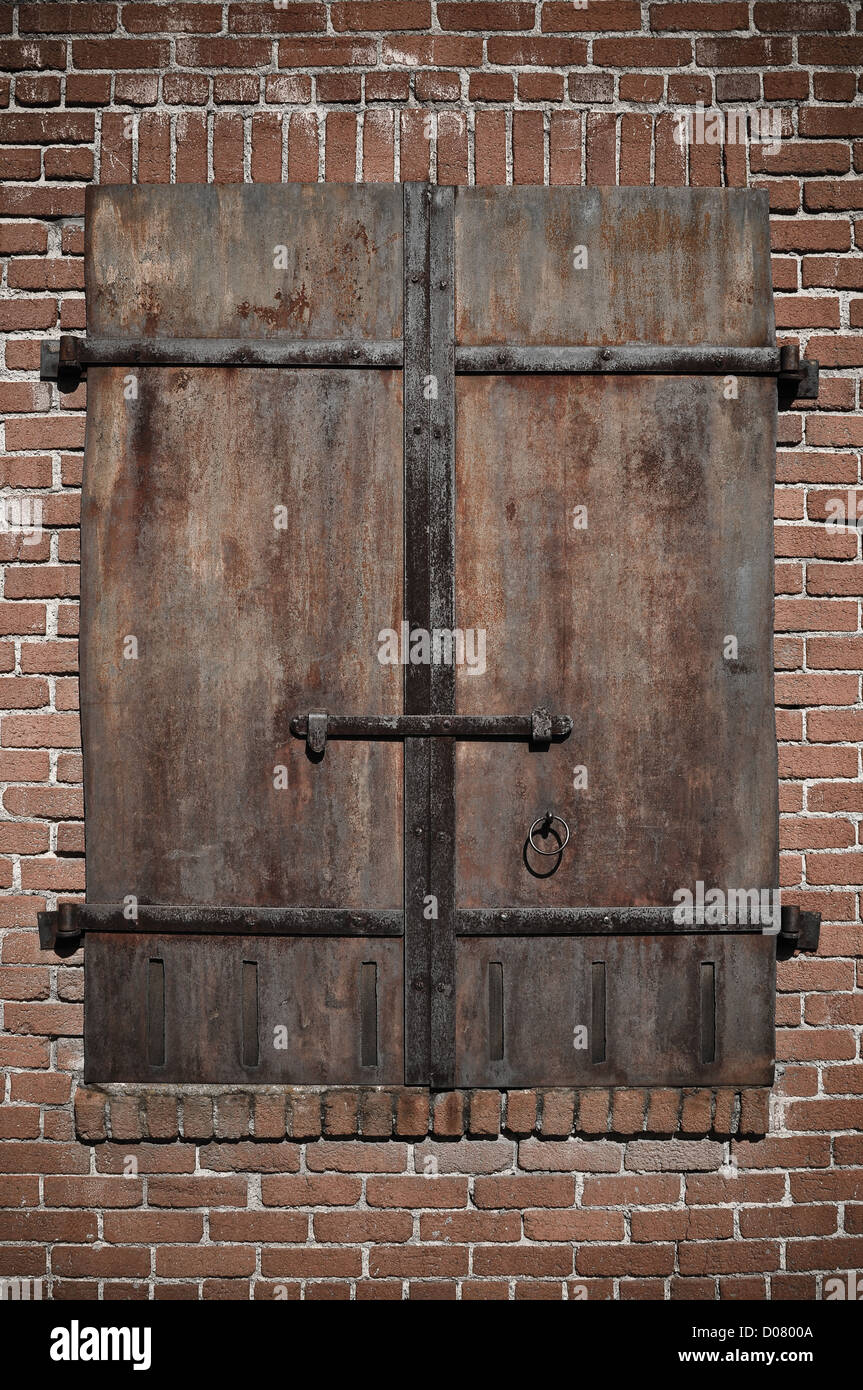 Old Dark Scary Window against Brick Wall Stock Photo - Alamy