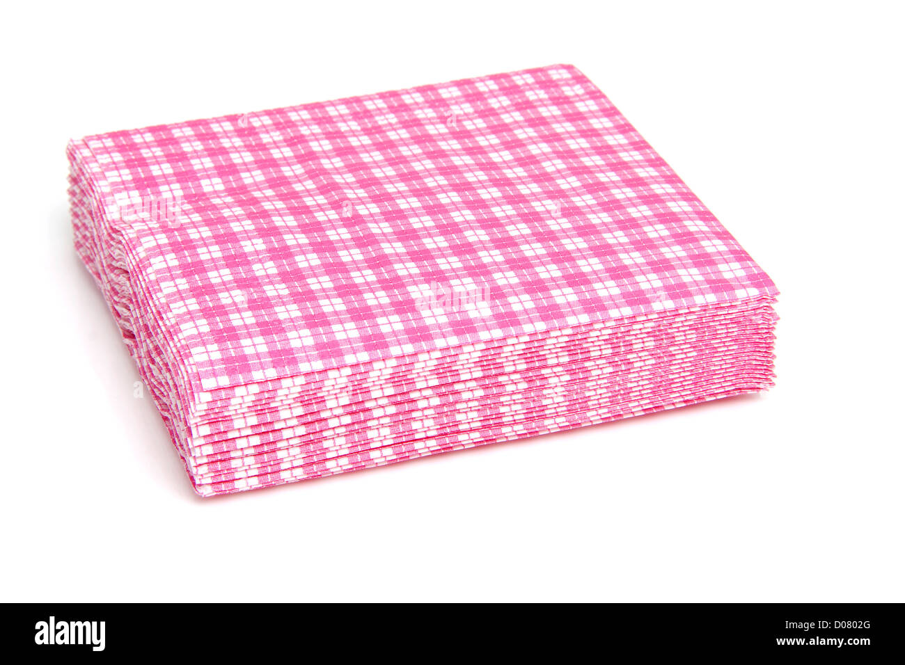 stack of pink checkered napkins isolated on white background Stock ...