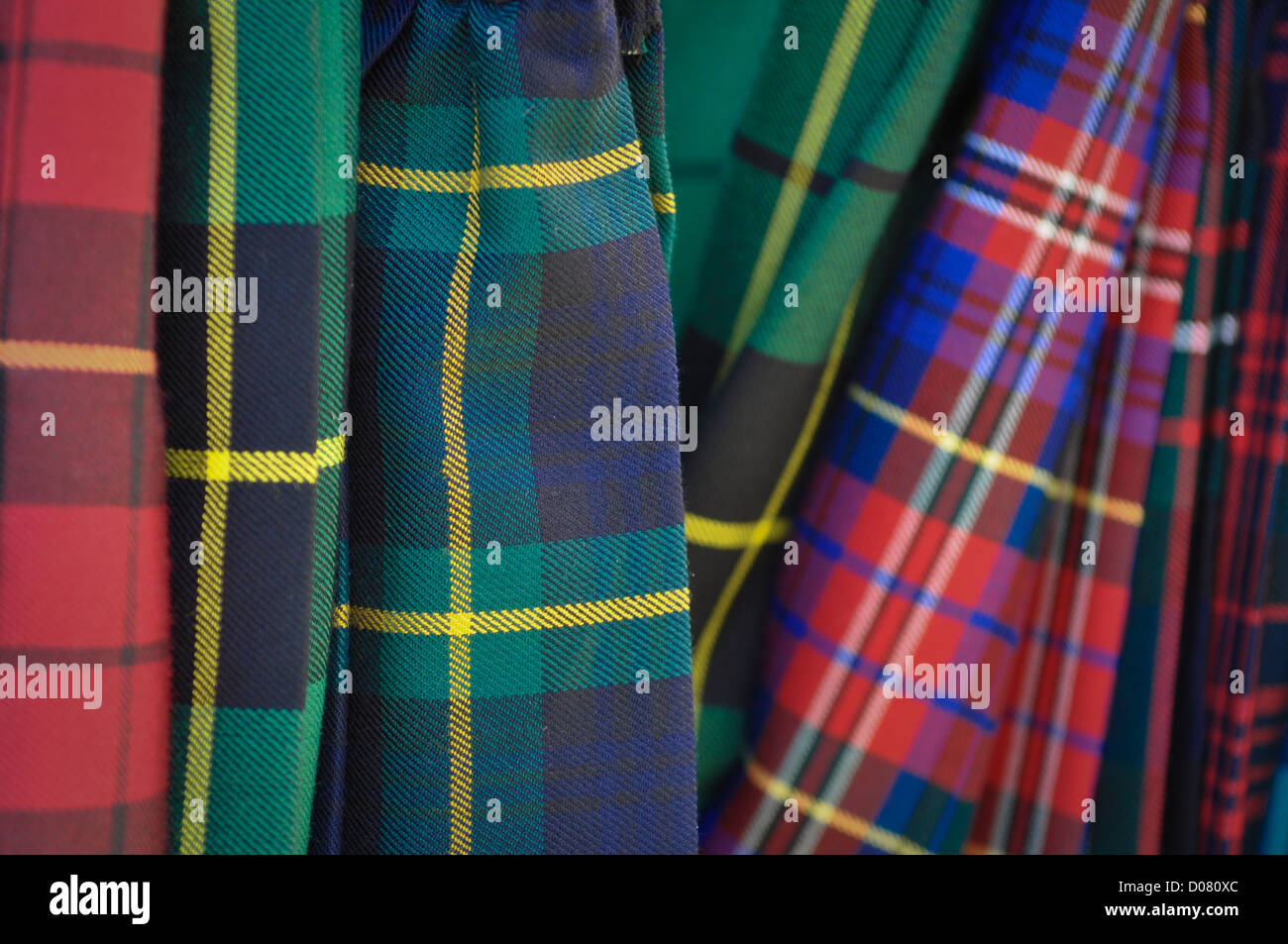 Several Multi Color Plaid Scottish Kilts Stock Photo - Alamy