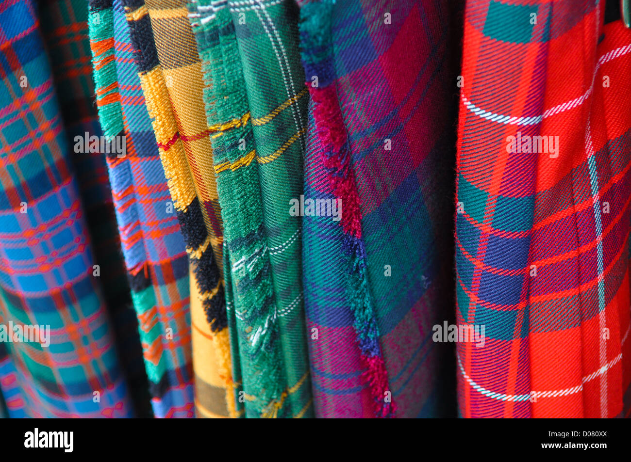 Several Multi Color Plaid Kilts Stock Photo - Alamy