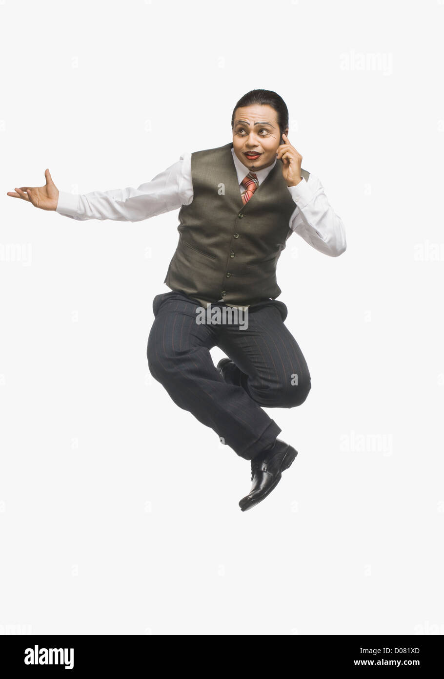 Mime talking on a mobile phone Stock Photo - Alamy