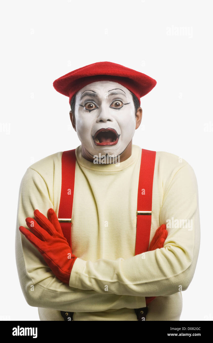 Portrait of a mime crying Stock Photo - Alamy