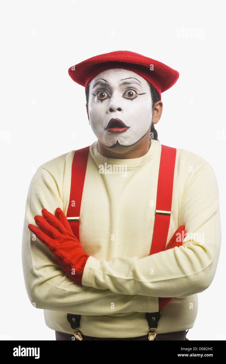 Close-up of a mime looking shocked Stock Photo - Alamy