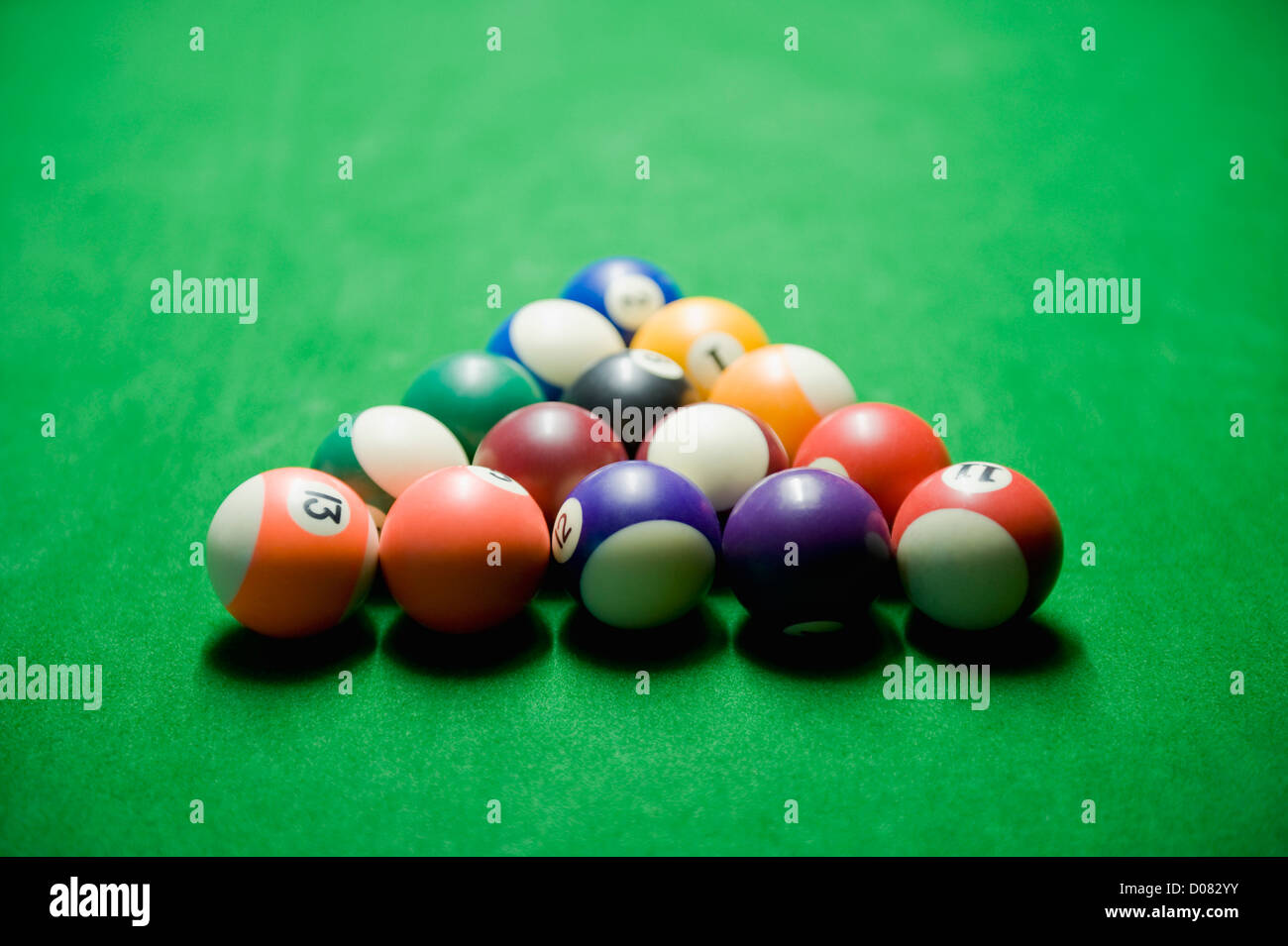 Pool balls arranged on a pool table Stock Photo - Alamy