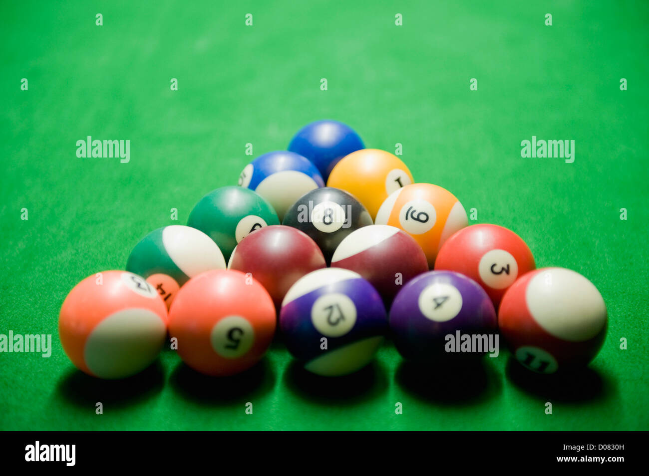 Pool balls arranged on a pool table Stock Photo - Alamy