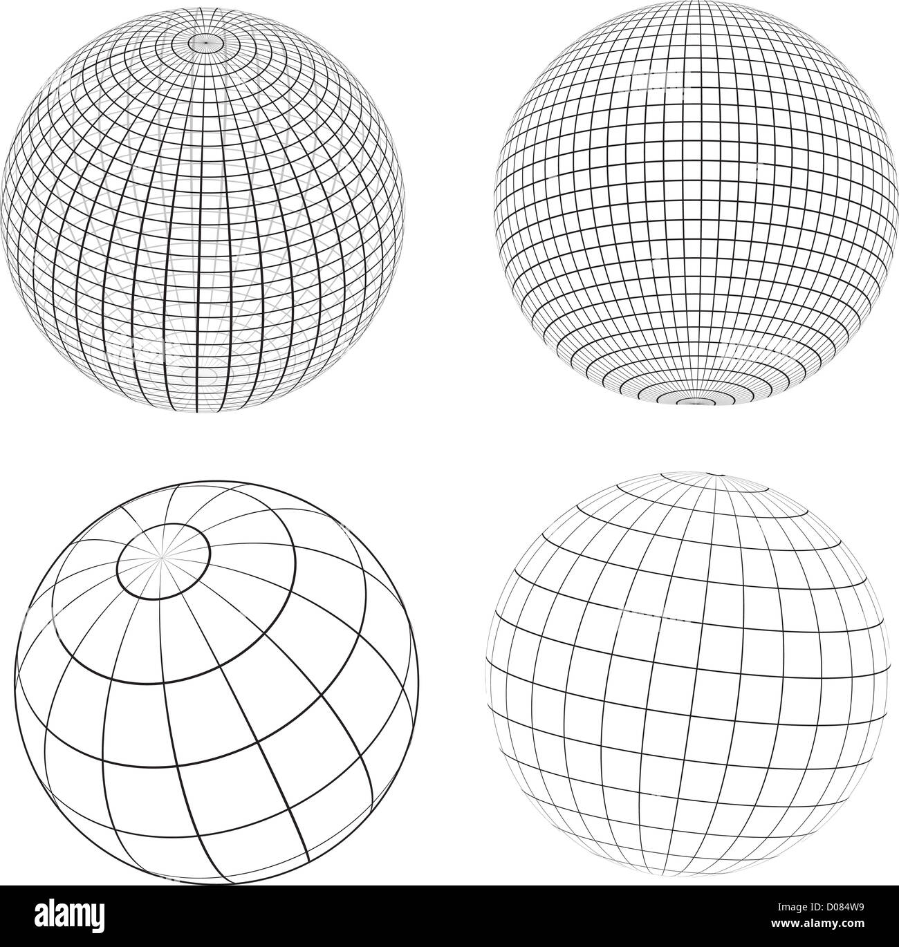 Various designs of wireframe globes Stock Photo - Alamy